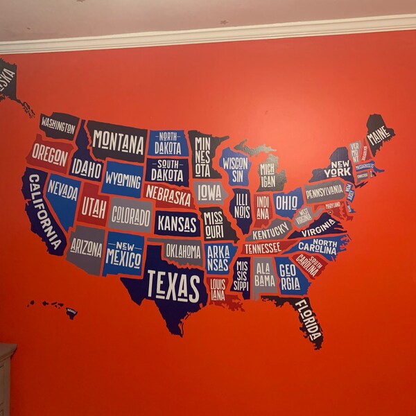 Wall Decal America MAP | Nursery Decor USA Map Wall Decor Removable ...