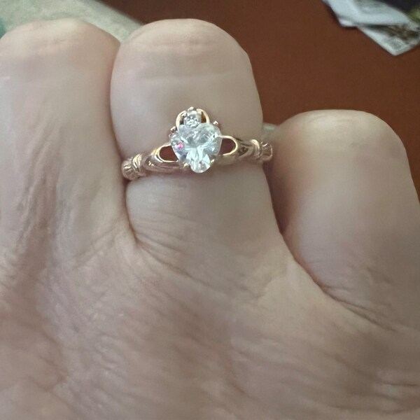 Irish Claddagh Promise Ring, Heart Simulated Diamond Accent Claddagh ...