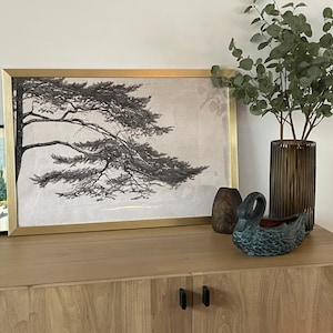 Pine Tree Branch Print, Vintage Tree Drawing Enhanced, Printable Tree ...