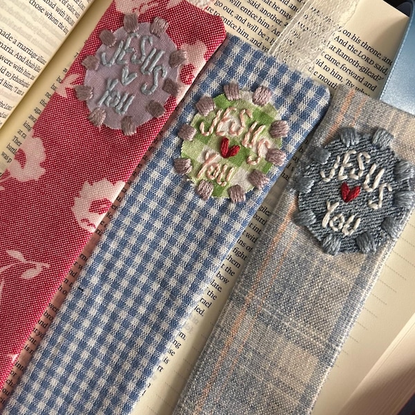 Embroidered Fabric Bible Bookmark (jesus Loves You) - Etsy