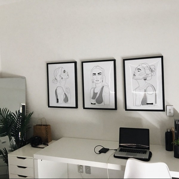 Printable Girl Profile Line Illustration, Minimal Face Drawing in Lines ...