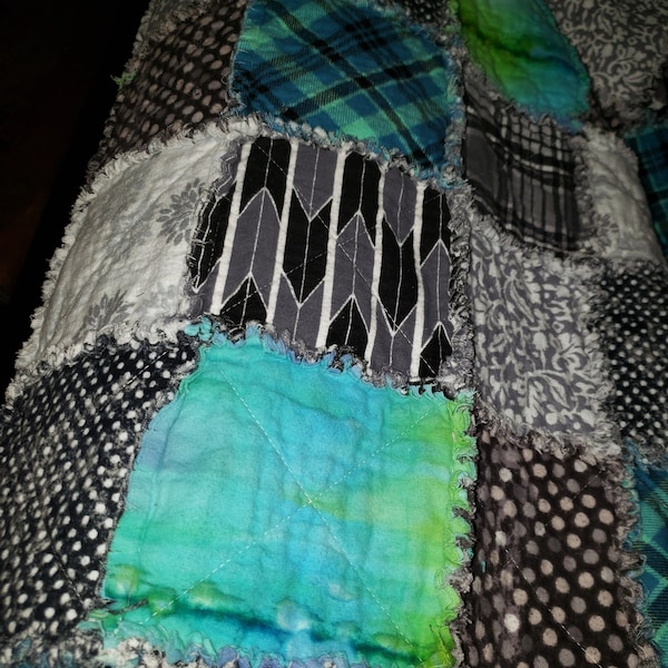 Handmade Flannel Rag Quilt Gray, Black & White 17 60 in X 48in - Etsy