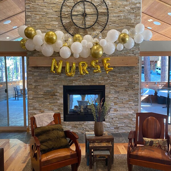 Nurse Graduation Balloon Garland: Gold & White Party Decor - Etsy