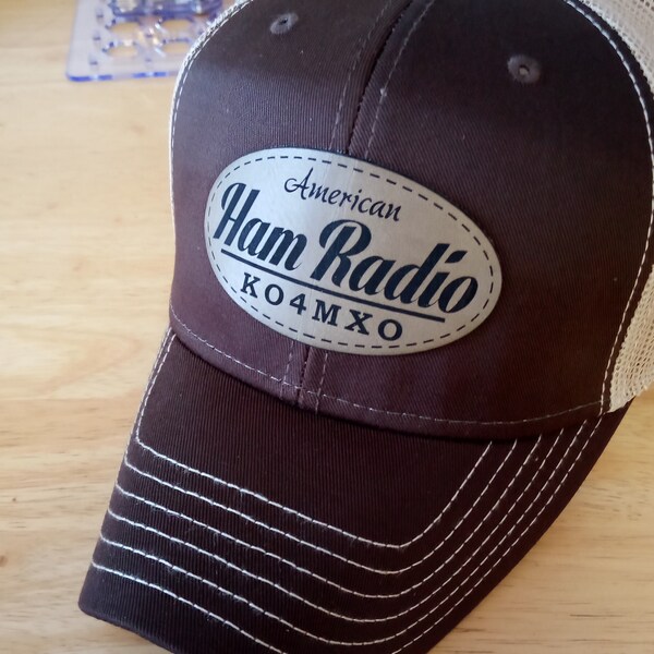 American Ham Radio Leather-look Patch Hat With Callsign - Etsy