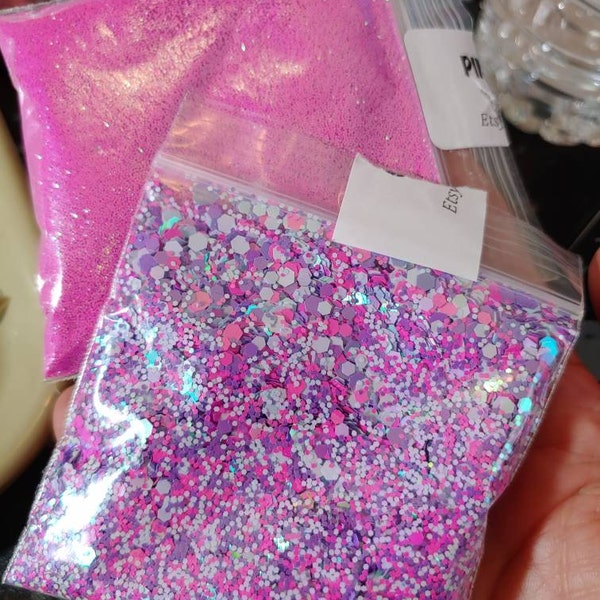 1oz Fine 1/64" Loose Glitter, Bright Pink Glitter, Color Shift Glitter ...