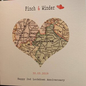 Special Location Map Card Personalised Anniversary Card | Etsy UK