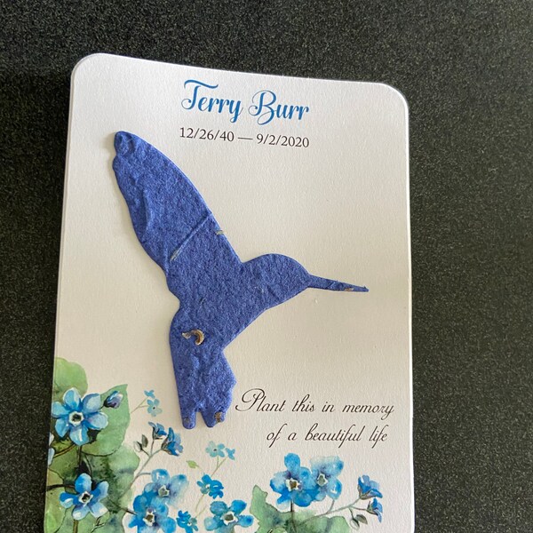 50 Plantable Hummingbird Memorial Cards - Flower Seed Paper ...