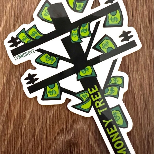 Money Tree Pole Sticker - Lineman Sticker, Hard Hat Sticker | Blue ...