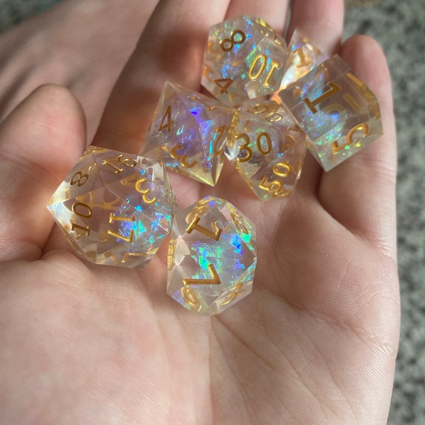 Rainbow DND Dice Set, Transparent Sharp Edge D&D Dice Full Set ...