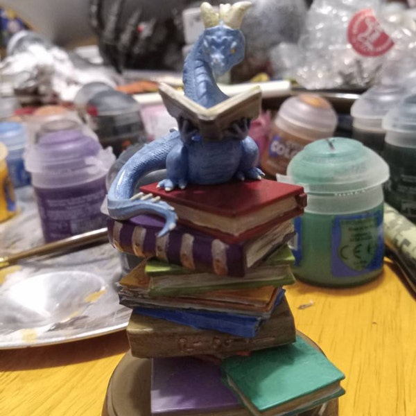 Dragon Reading Book Statue, 3D Printed Resin Art Sculpture, Outdoor ...