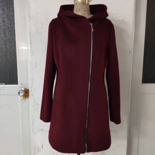Hooded Wool Coat, Gray Short Coat, Wool Coat, Winter Coat, Simple Wool ...