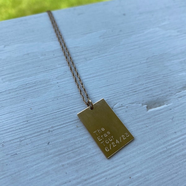 Personalized Rectangle Necklace, Personalized Rectangle Pendant, 14kt ...
