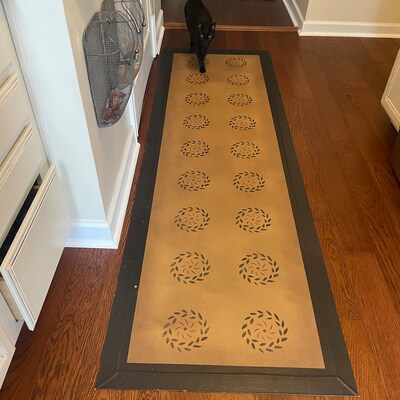 Early American Floorcloth Area Rug. Primitive Floor Cloth. May House ...