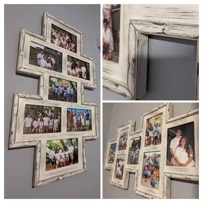 MULTI 3 Opening 8x10 Distressed Rustic Collage Picture Frame With 8x10 ...