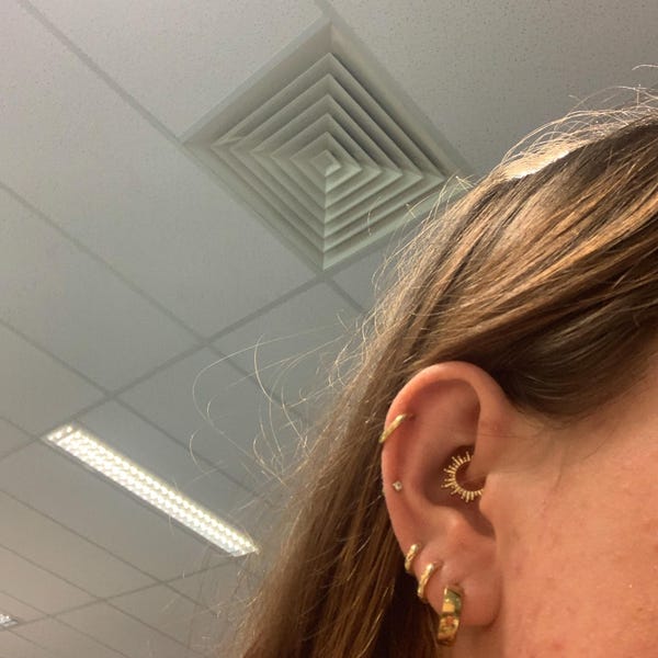 14K Real Solid Gold Pyramid Spike Moon Star Clover Star Cross Cartilage ...