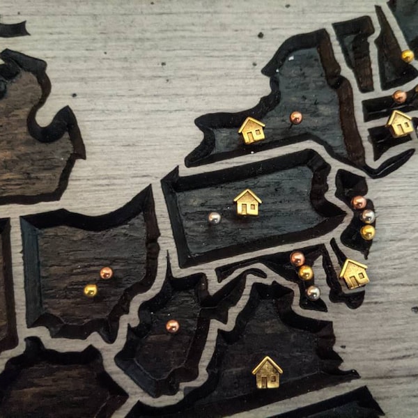 Gold & Silver House Push Pins, Golden House Pin, Cabin Pushpin, Cottage ...