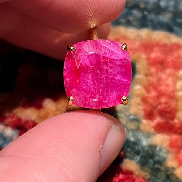 Large Natural Ruby Ring, Raw Ruby Ring, Genuine Ruby Gemstone Ring, Giant Red Ruby Ring, Square ...