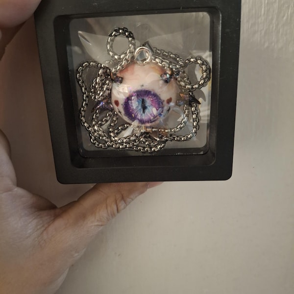 Handcrafted Resin Purple Devil Eyeball Jewelry - Eyeball Necklace ...
