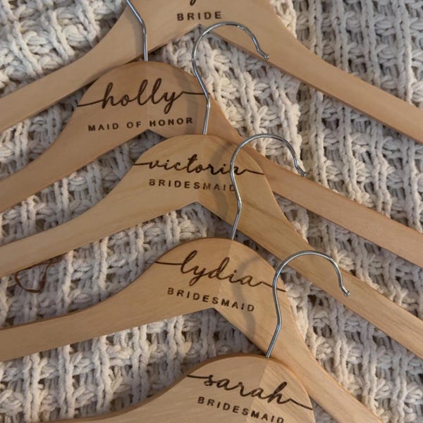 Personalized Bridesmaid Hangers - Wedding Hanger - Wooden Engraved ...
