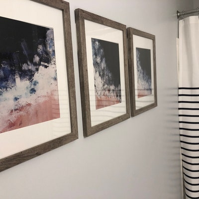 Blush Pink Nautical Print, Navy Ocean Art, Navy Blue Wall Art, Abstract ...