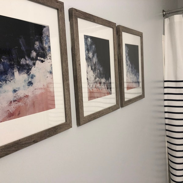 Blush Pink Nautical Print, Navy Ocean Art, Navy Blue Wall Art, Abstract ...