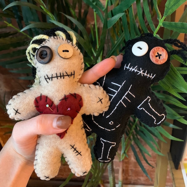 Voodoo Doll With Long Hair-voo Doo Doll-handmade Felt Voodoo Doll With ...