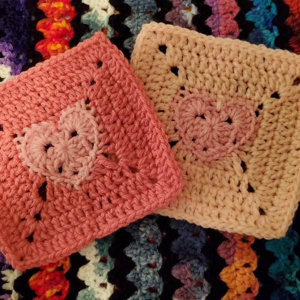 Solid Double Crochet Heart at the Centre Granny Square - Crochet ...