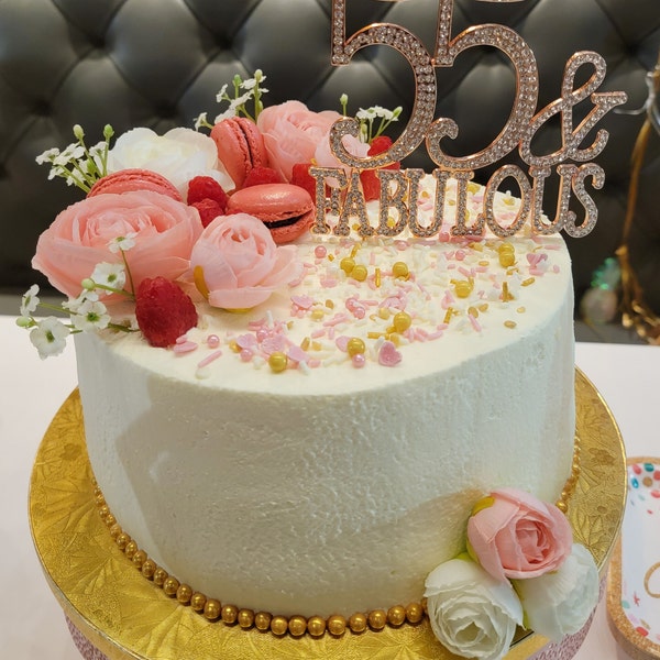 55 Birthday Cake Topper - 55 and Fabulous ROSE GOLD - Fun 55th Birthday ...