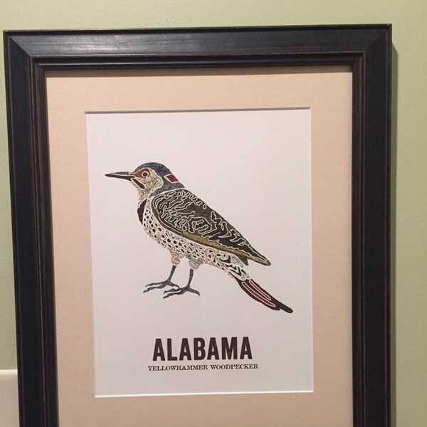 Alabama State Bird, Nature Art, Outdoor Art, Vintage Map Art, Art Print ...