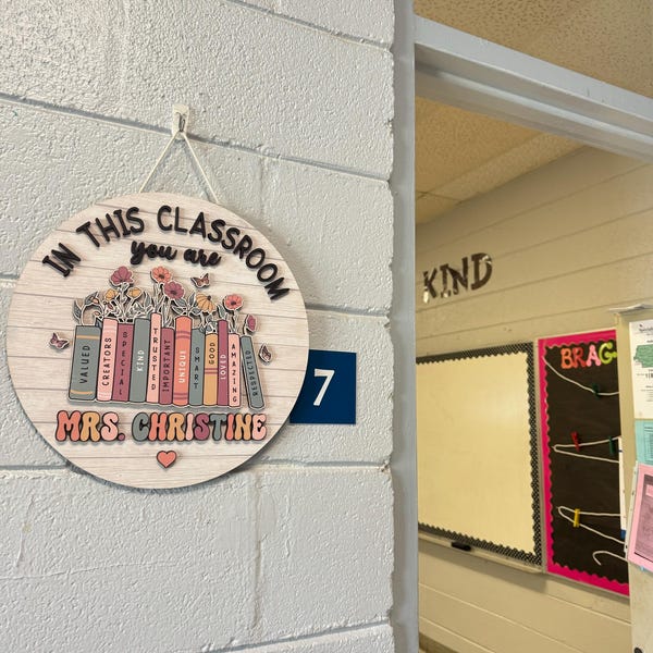 Personalized Teacher 3D Door Sign, in This Classroom You Are Wooden ...