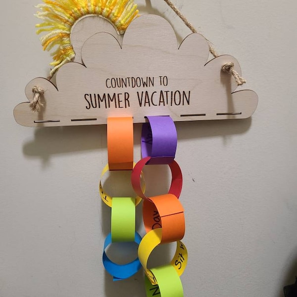 Countdown to Summer - Bright or Pastel Rainbow Paper Chain Yarn Craft ...