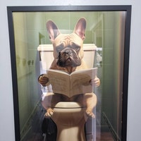 Boxer, Reading Newspaper, Toilet, Bathroom, Dog, Cute, Funny, Wall ...