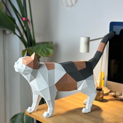Cat Stand Paper Craft, Digital Template, Origami, PDF Download DIY, Low ...