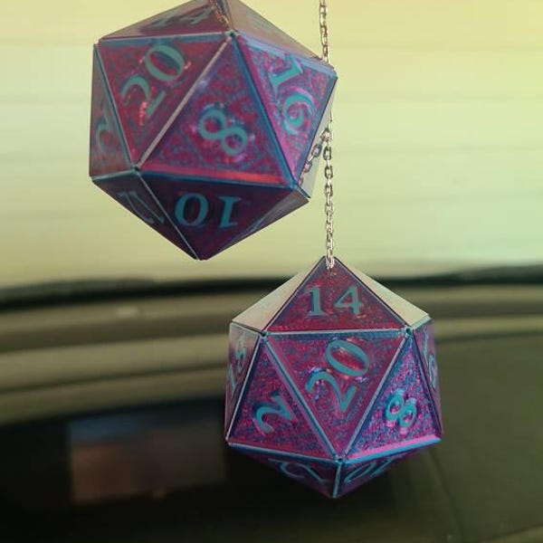 D20 Car Dice [2" Purple and Gold Holographic - "royal Gold"] - Hanging ...