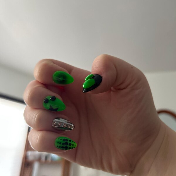 Custom 3D Breakfast Press on Nails, Summer Time Nails, Food Nails, 3D ...