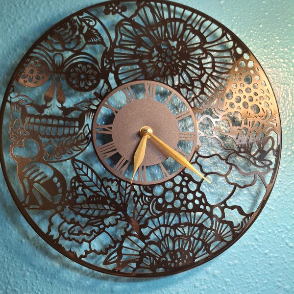 Skeleton Clock, Skeleton Decor, Halloween Themed Clock, Skeleton Decor ...