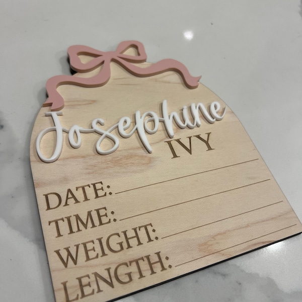 Bow Birth Announcement Sign for Baby Name Announcement for Hospital ...