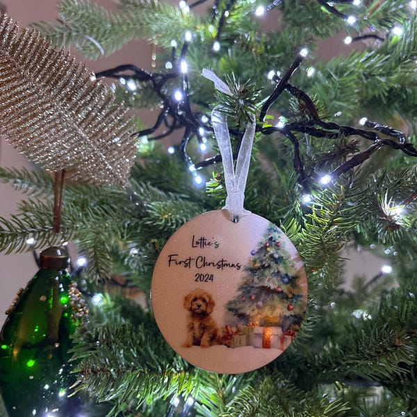Personalised Cavapoo Bauble, Puppys First Christmas Any Colour New ...