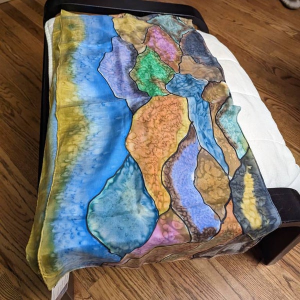 Checkbook Cover flower Garden, Hand Painted Silk Art Check Cover ...