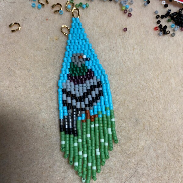 PDF BEADING PATTERN - Raven Beaded Oval Earrings Pattern for Bird and ...