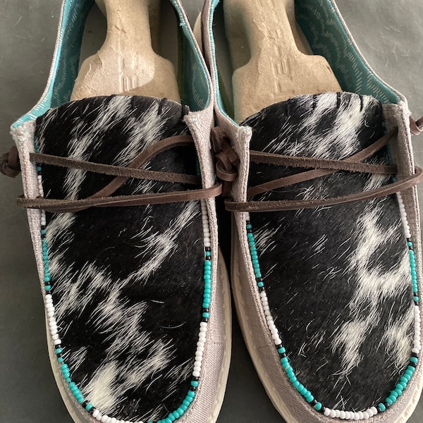 Real Cowhide + Beaded Custom Shoes | Cowhide Shoes | Beaded Shoes - Etsy
