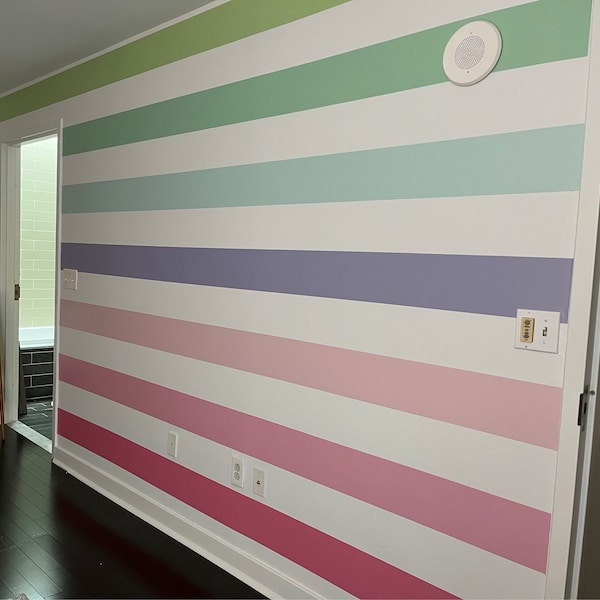 Rainbow Wall Stripes, Vertical Rainbow Wall Decal, Nursery Room Wall ...