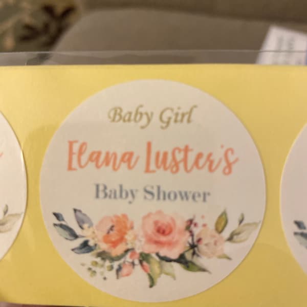 24 Floral Baby Shower Stickers, Flower Baby Shower Label, Baby Shower ...