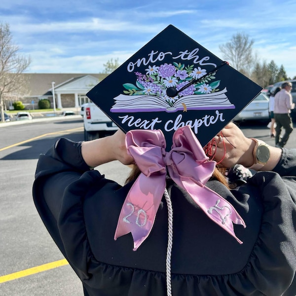 Custom Graduation Cap Topper, Hand-illustrated Florals, Hand-lettering ...