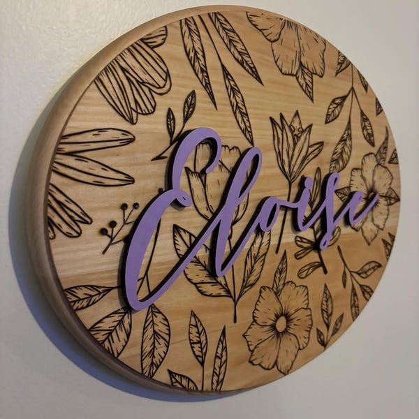 Custom Wooden Name Sign, Personalized Name Sign, Swirly Font Wood Name ...