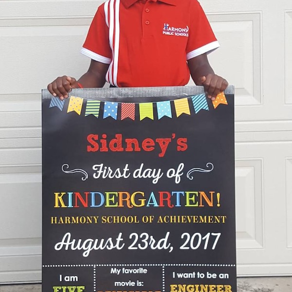 First Day of Kindergarten Sign BOYS, First Day of School Sign ...