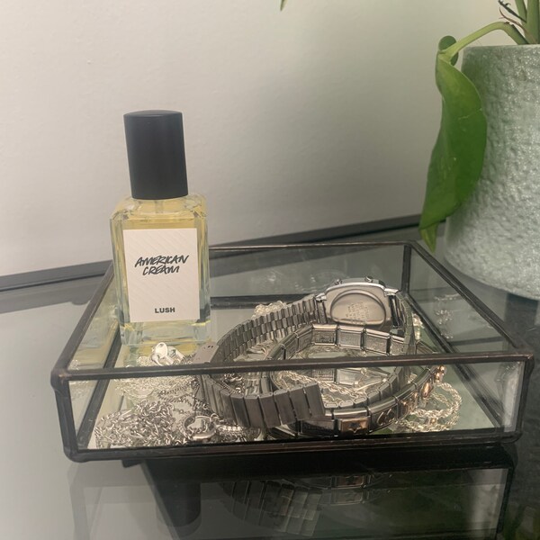 Recycled Glass Box, Desk Accessory, Recycled Mirror Box, Keepsake Box ...