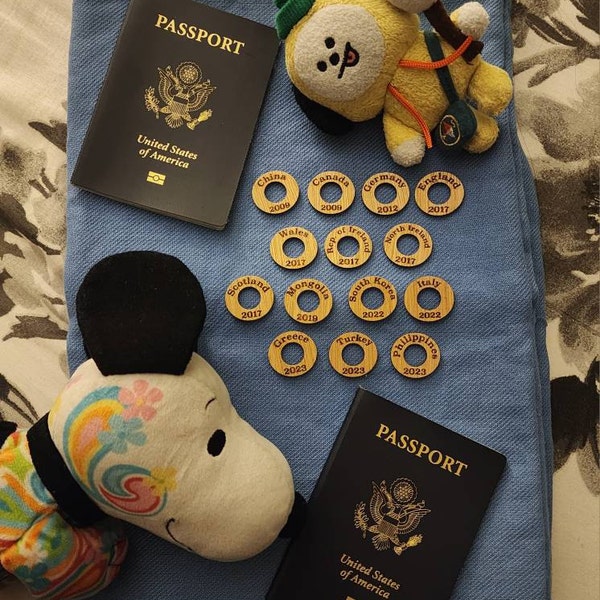 Personalized Travel Token Keychain Backpack Tag Country Visited ...