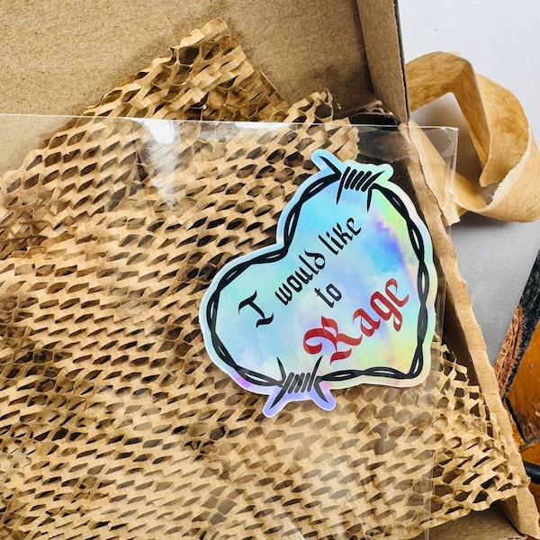 I Would Like to Rage Holographic Sticker | Dnd Barbarian Heart Sticker ...