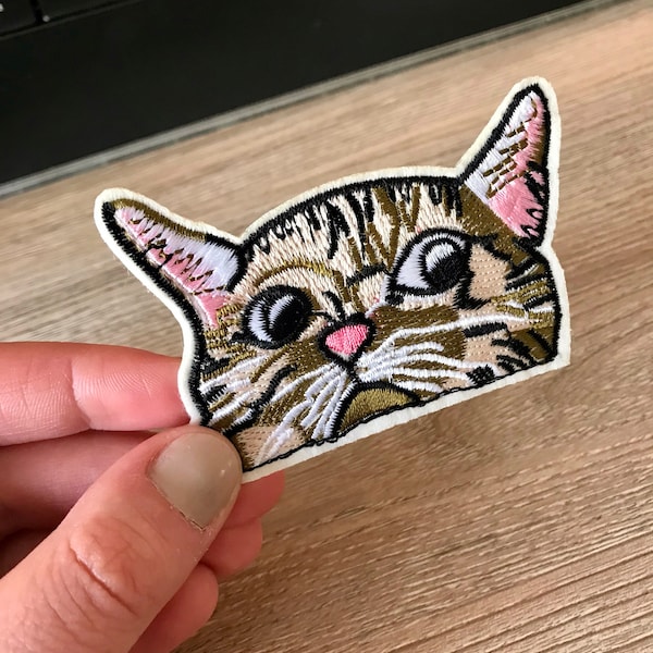 Peeping Cat Iron-on Patch, Cat Badge, Kitty Animal Decorative Patch ...